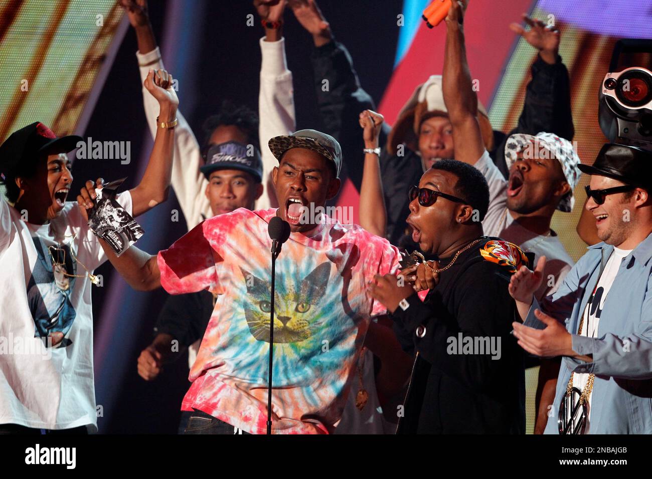 Tyler, The Creator, accepts the award for best new artist at the MTV ...