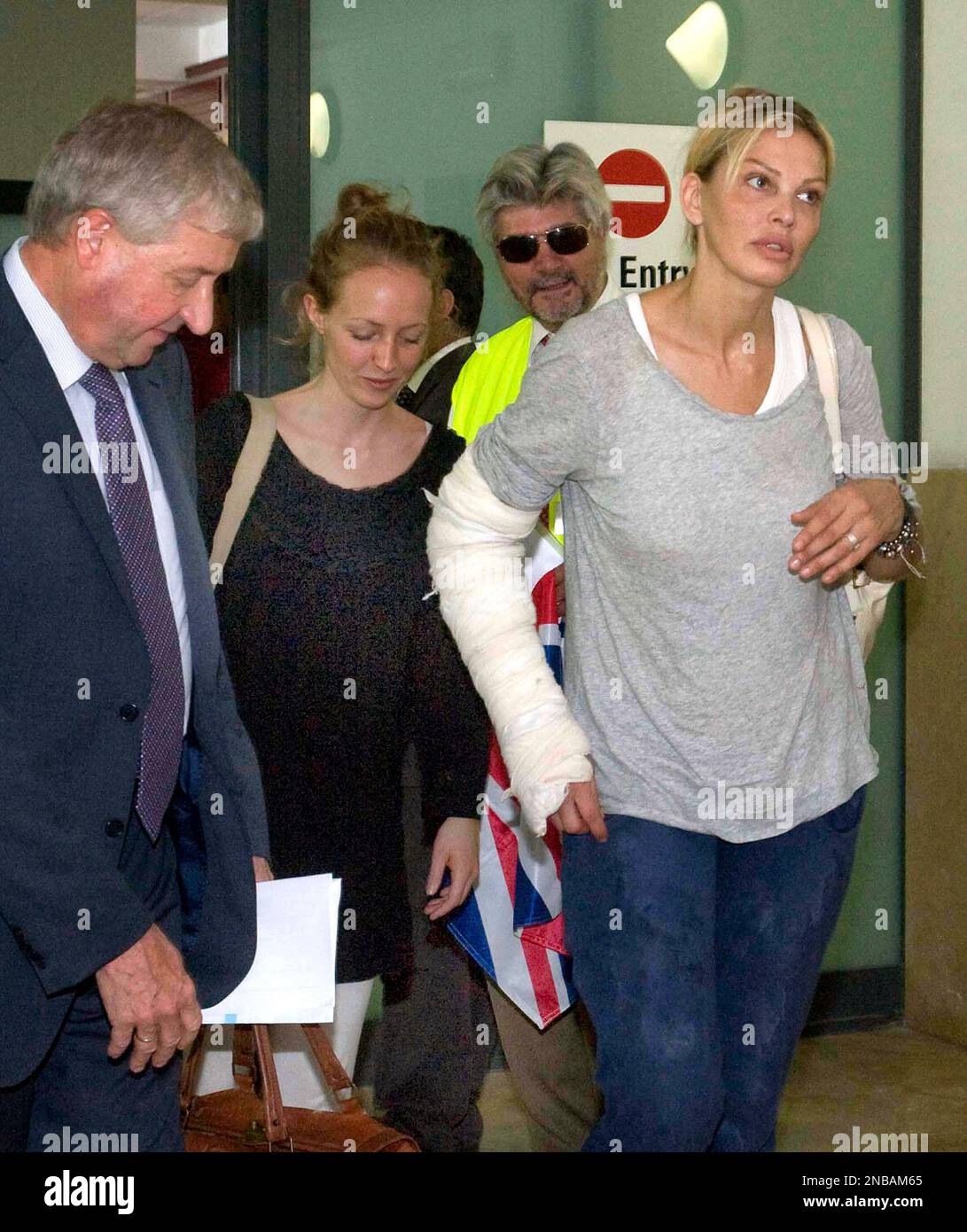 Dutch model Talitha van Zon, right, arrives at the Valletta harbor ...