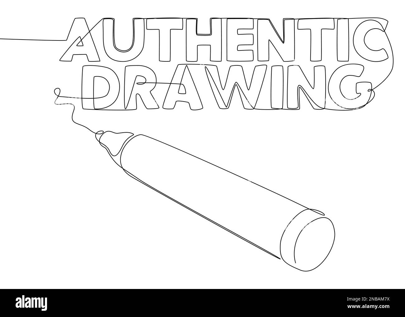 One Continuous Line Of Authentic Drawing Text Written With A Pencil