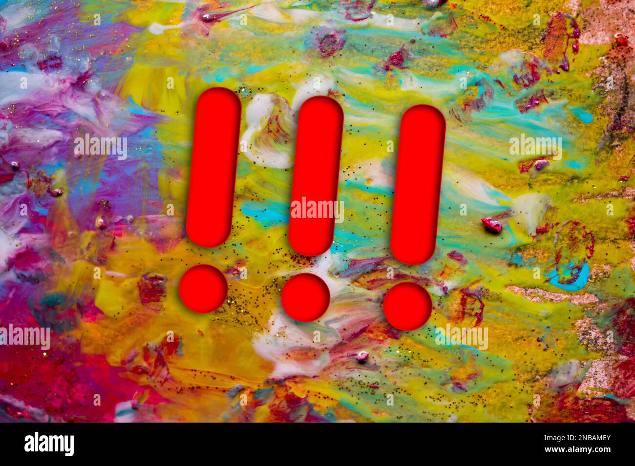 Abstract Natural Luxury art, fluid painting with Exclamation mark text ...
