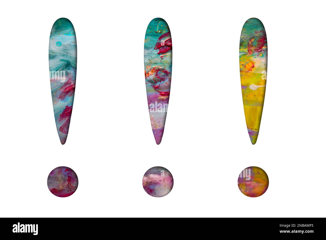 Abstract Natural Luxury art, fluid painting with Exclamation mark text ...