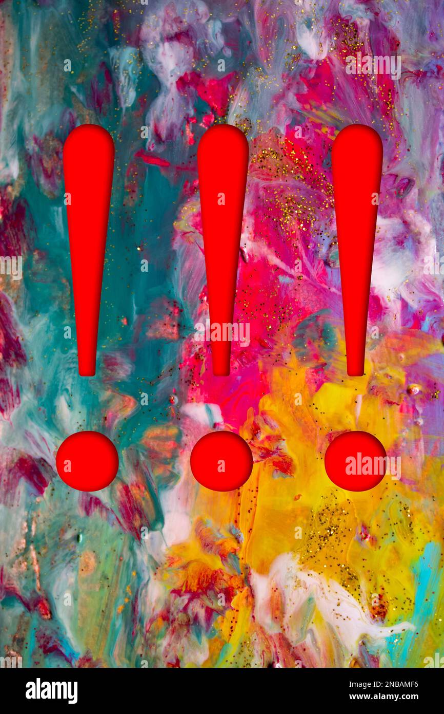 Abstract Natural Luxury art, fluid painting with Exclamation mark text ...