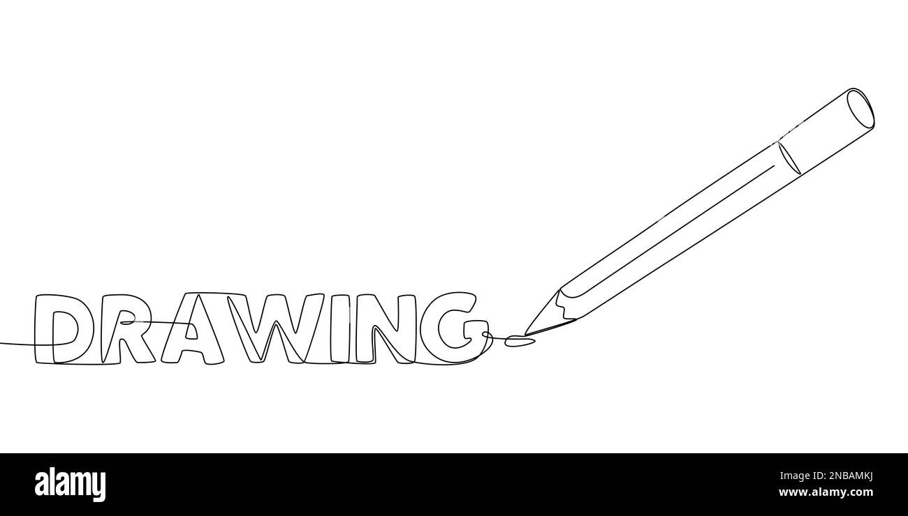 One continuous line of Drawing text written with a pencil, felt tip pen. Thin Line Illustration ...