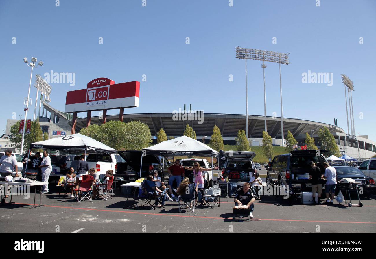The exterior of Overstock.com Coliseum is shown before a preseason NFL ...