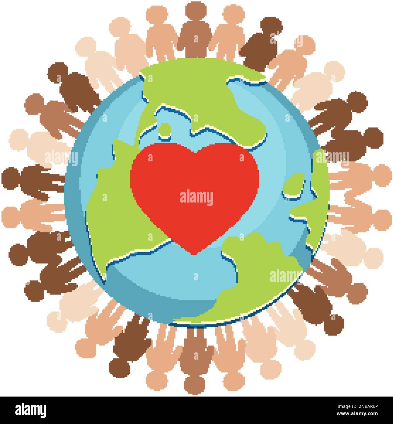 Human icon surrounding earth globe illustration Stock Vector Image ...