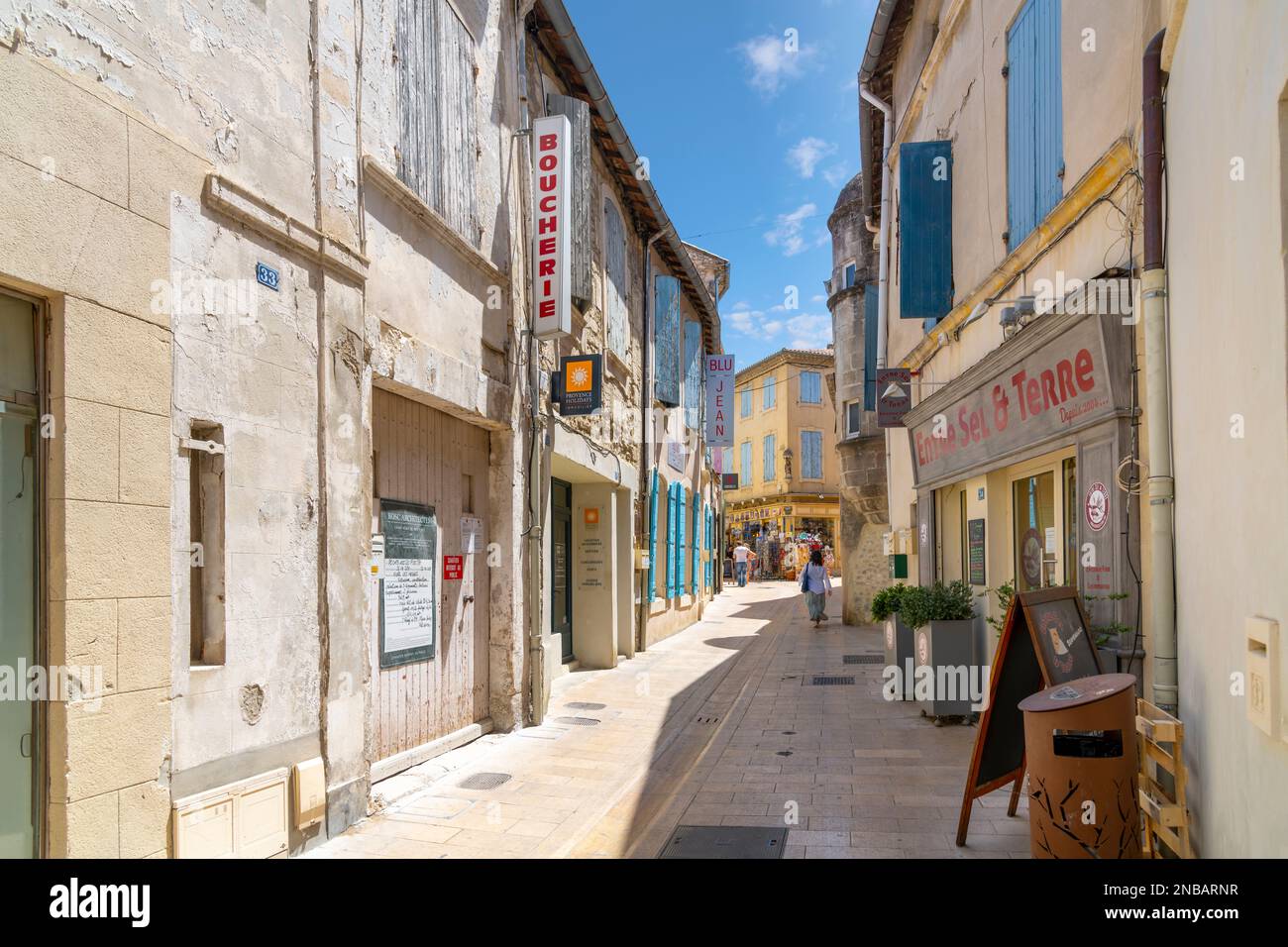 One of the many typical streets and alleys of colorful sidewalk cafes ...