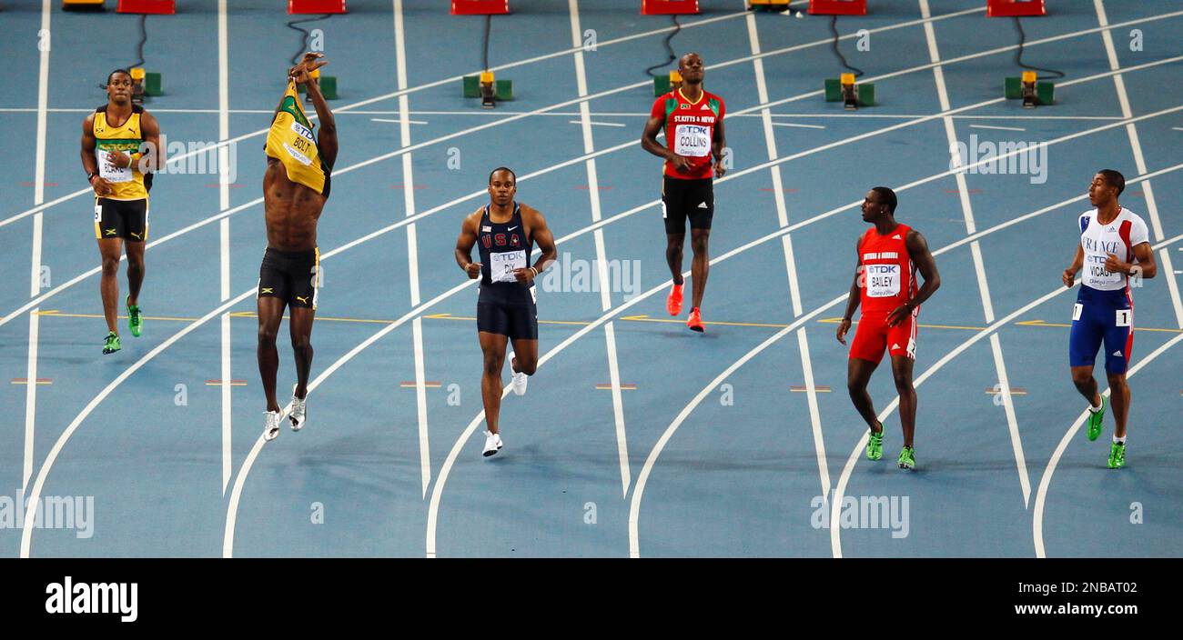 France's Jimmy Vicaut, right, Antigua's Daniel Bailey, second from ...