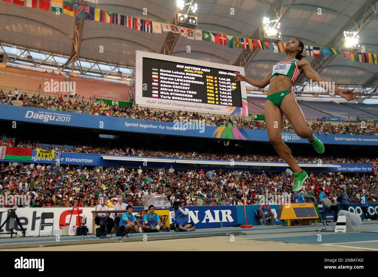 Portugal's Naide Gomes competes in the Women's Long Jump final at the ...