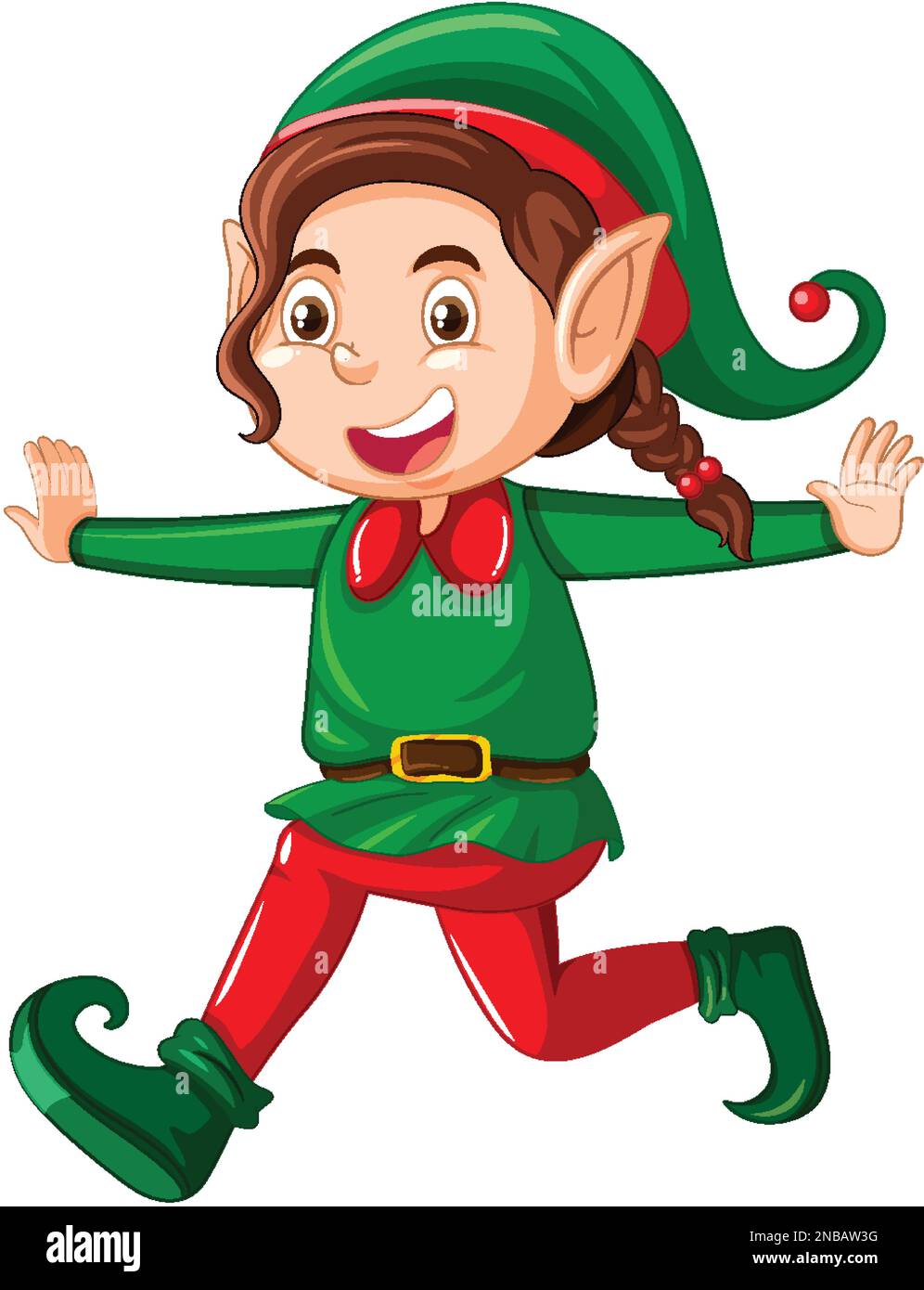 Cute kid wearing elf costume cartoon illustration Stock Vector Image ...
