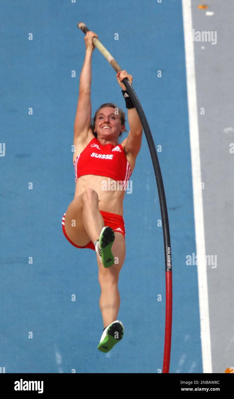Nicole Buchler of Switzerland makes an attempt in the qualification for ...