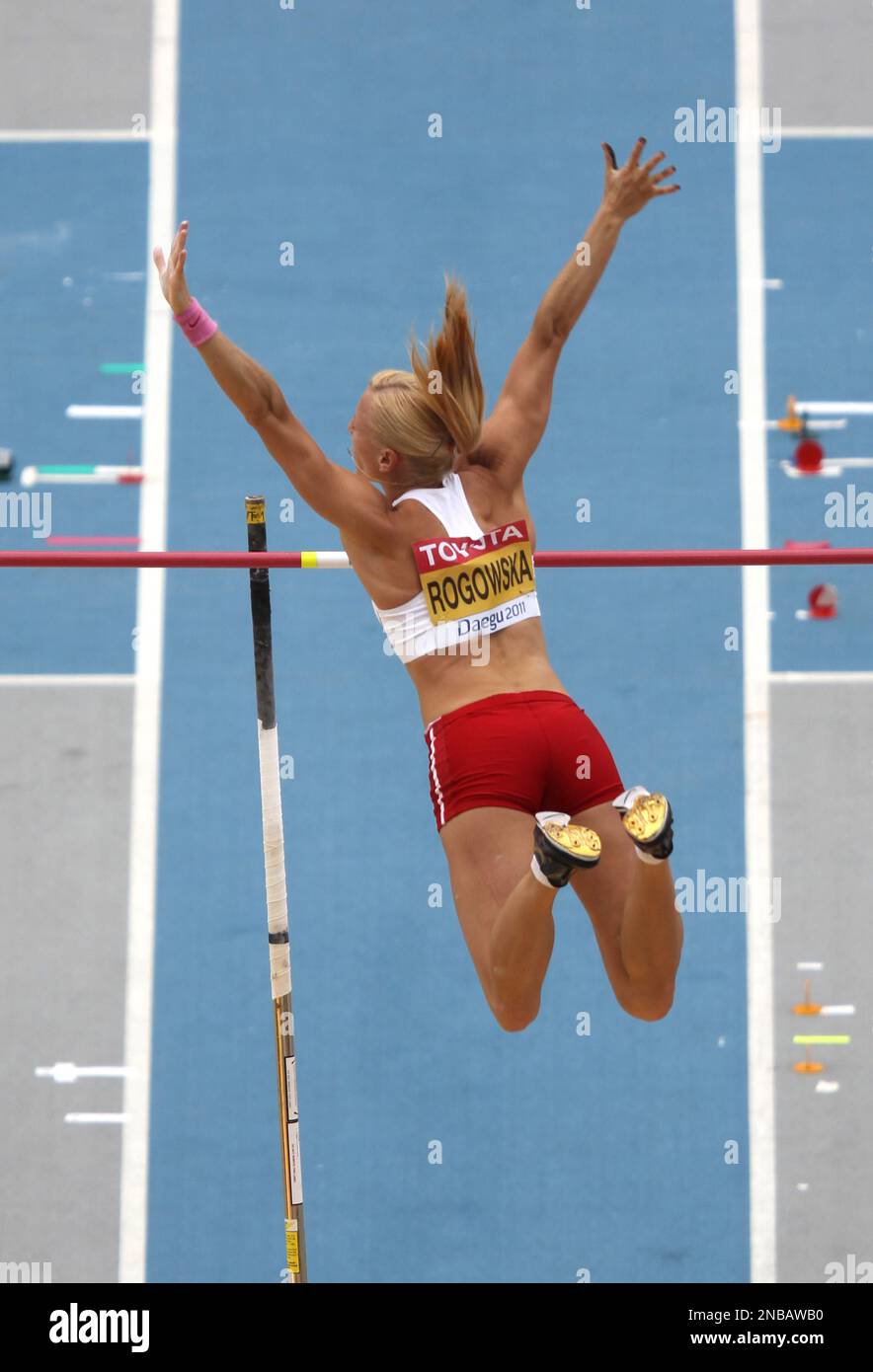 Poland's Anna Rogowska makes an attempt in the qualification for the ...