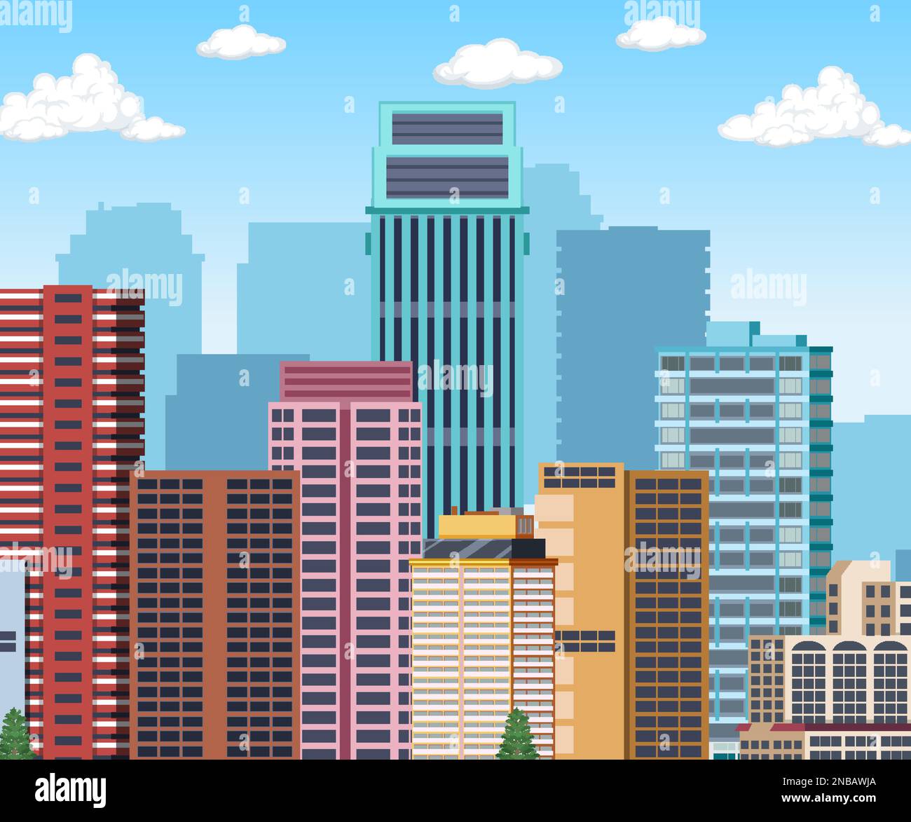 Urban landscape with high skyscrapers background illustration Stock ...