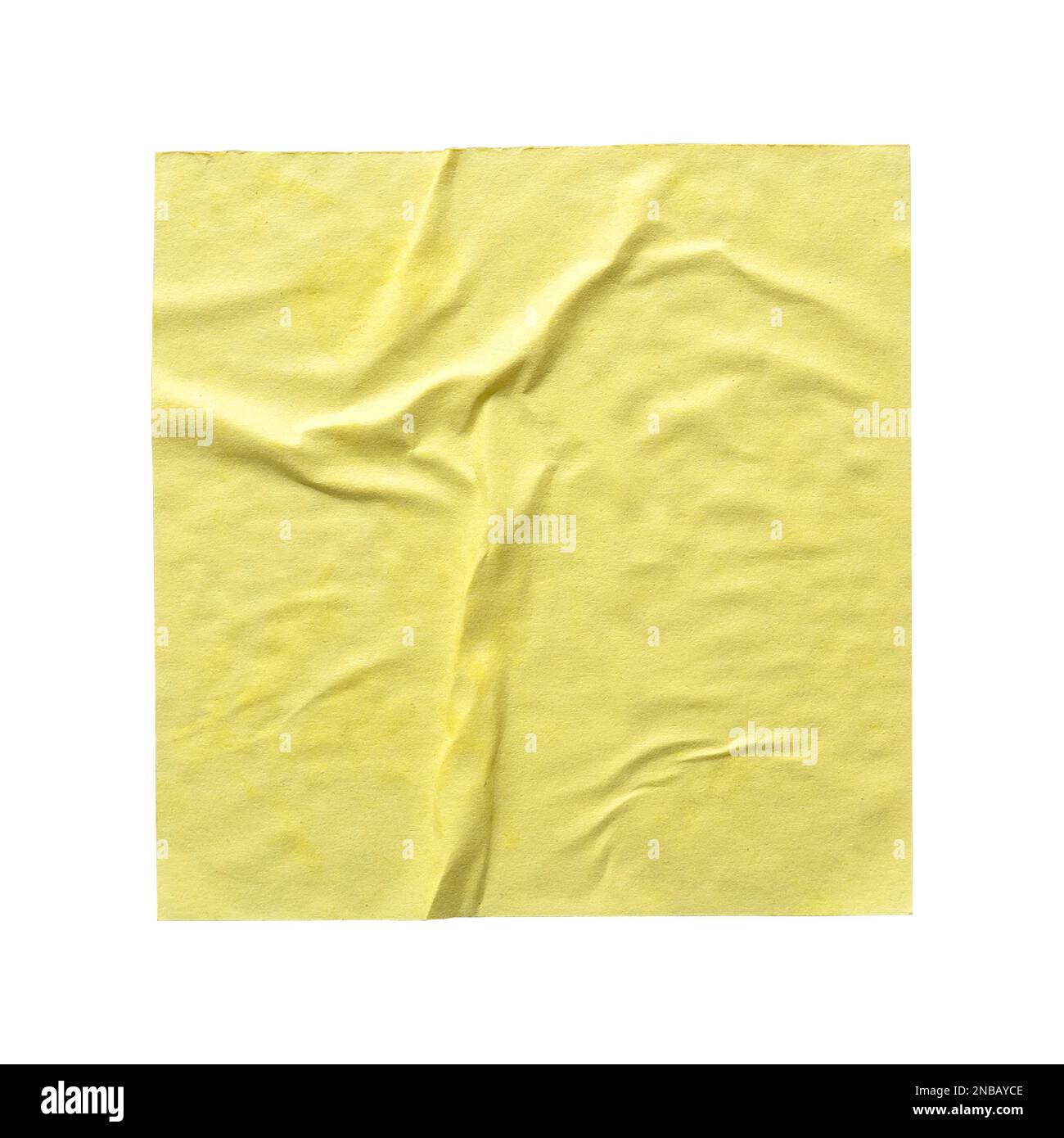 Yellow paper note memo wrinkled poster template , blank glued creased ...