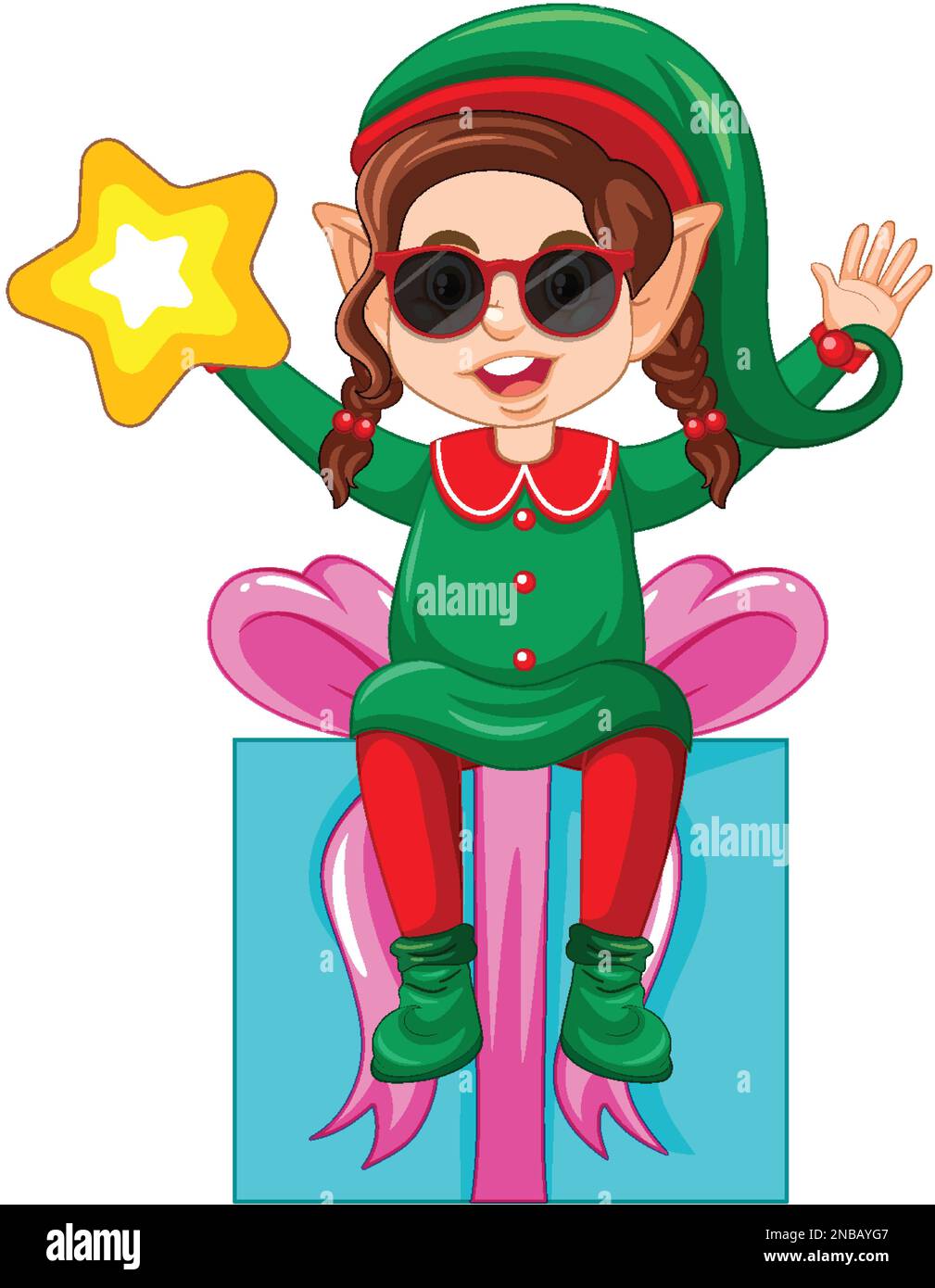 Cute kid wearing elf costume cartoon illustration Stock Vector Image ...
