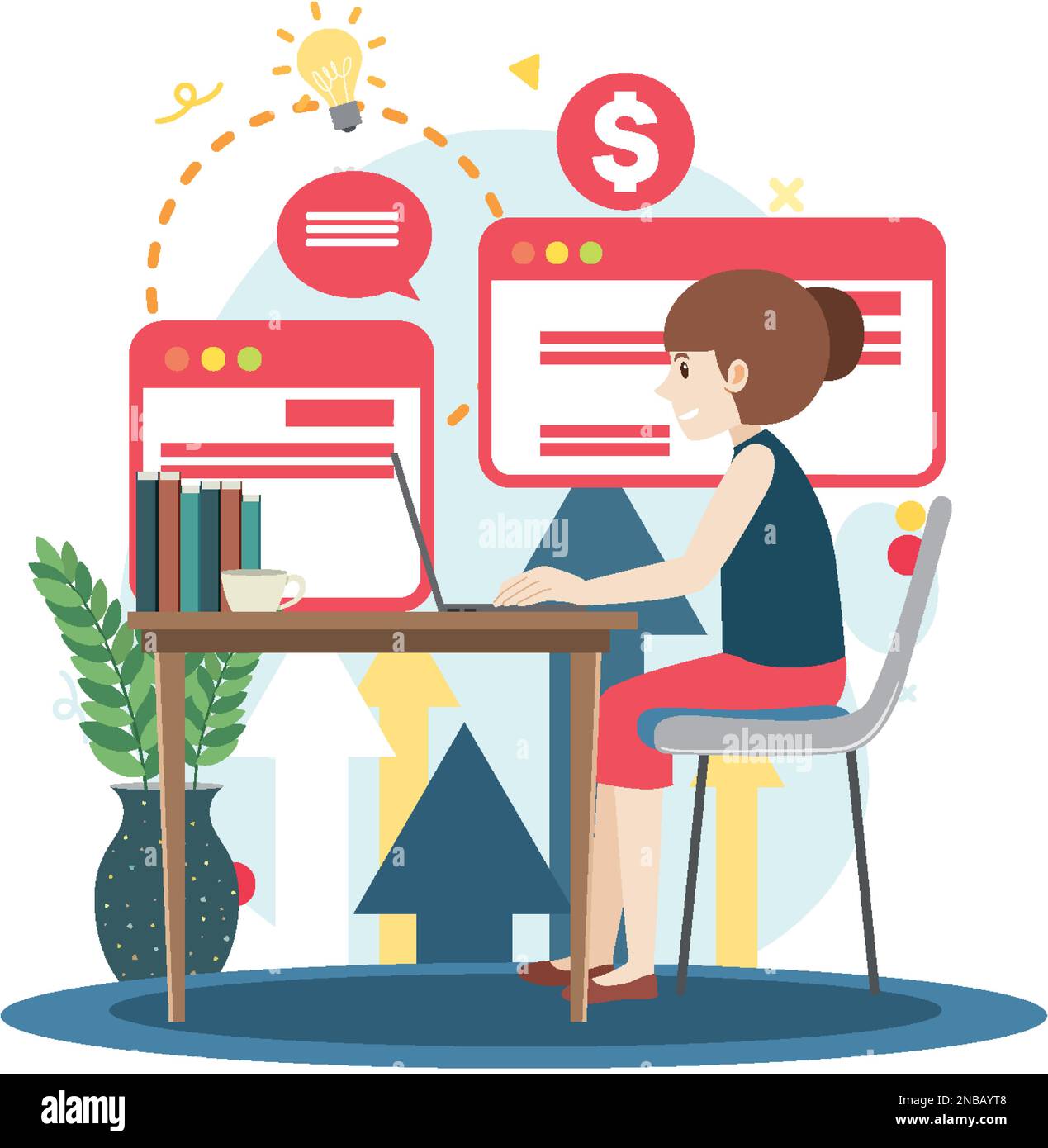 Working characters flat design for web banner illustration Stock Vector ...