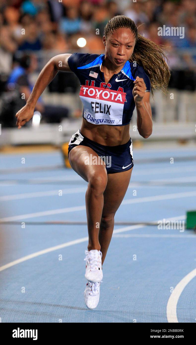 USA's Allyson Felix competes in a heat of the Women's 400m at the World ...