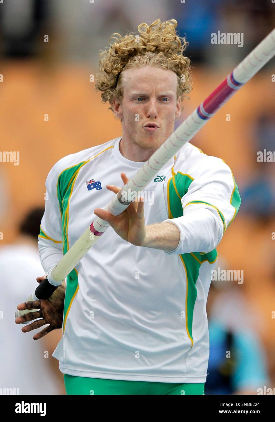 Australia's Steven Hooker warms up before the qualification for the Men ...