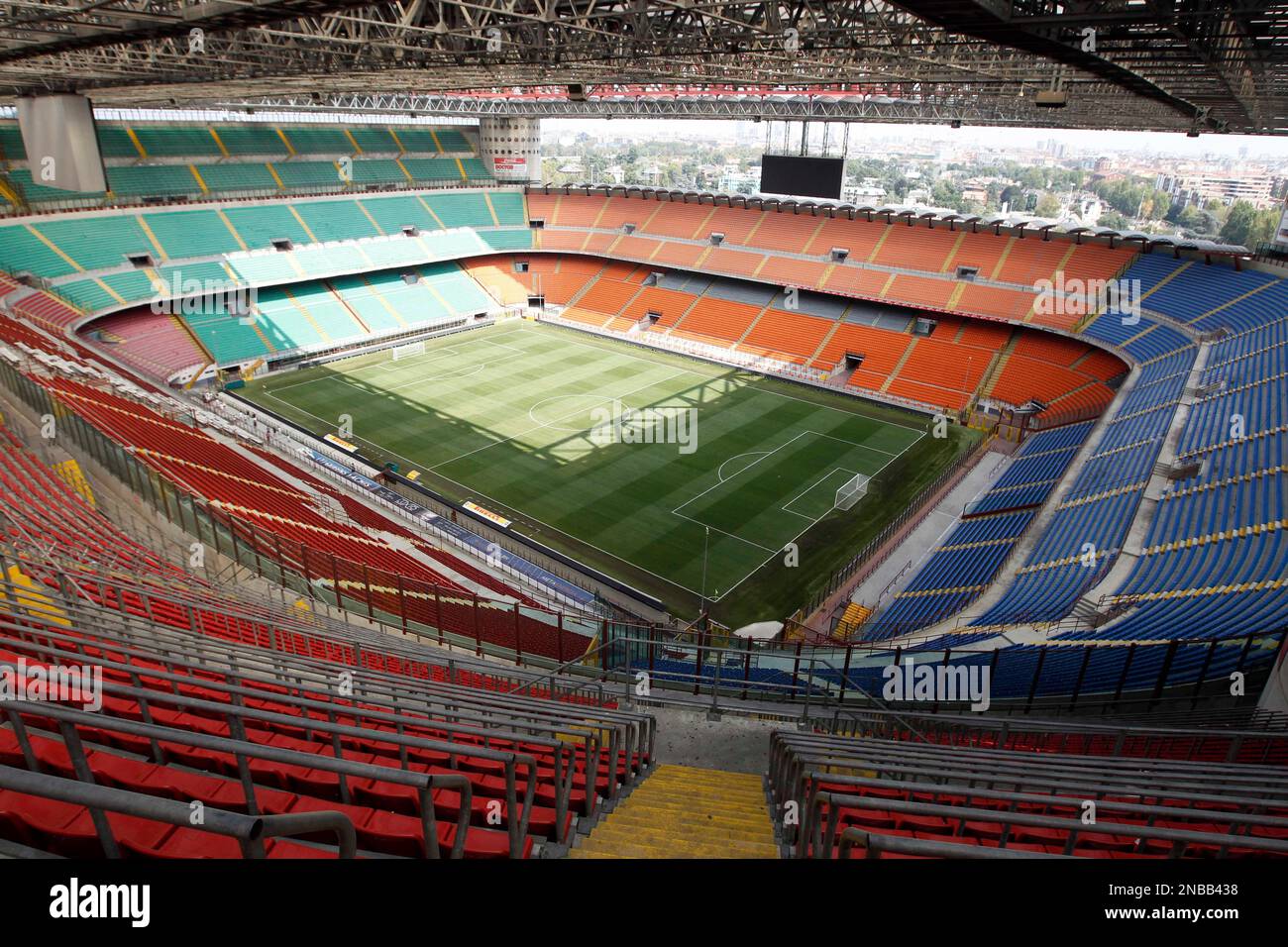 A view of an empty San Siro stadium in Milan, Friday, Aug.26, 2011. The ...