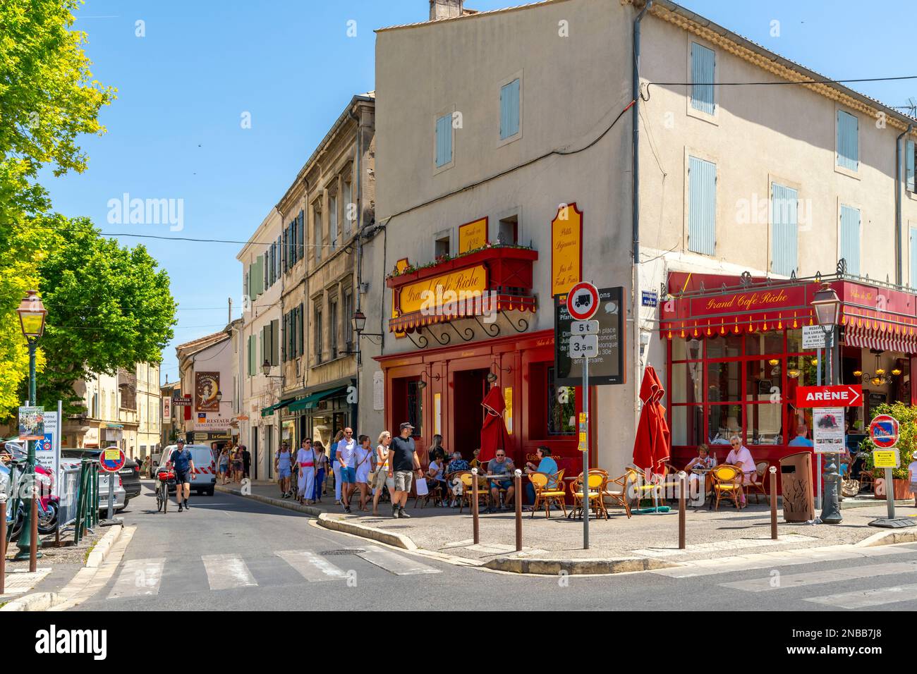 One of the many typical streets and alleys of colorful sidewalk cafes ...