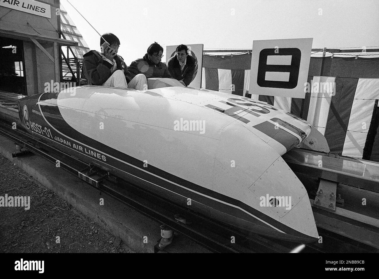 Operators man a prototype of an HSST (High Speed Surface Transport ...