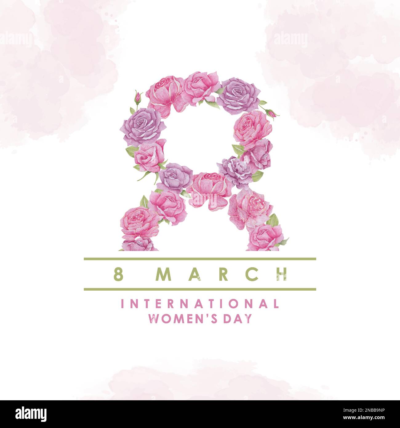 March 8 greeting card. Background template for International Women's ...