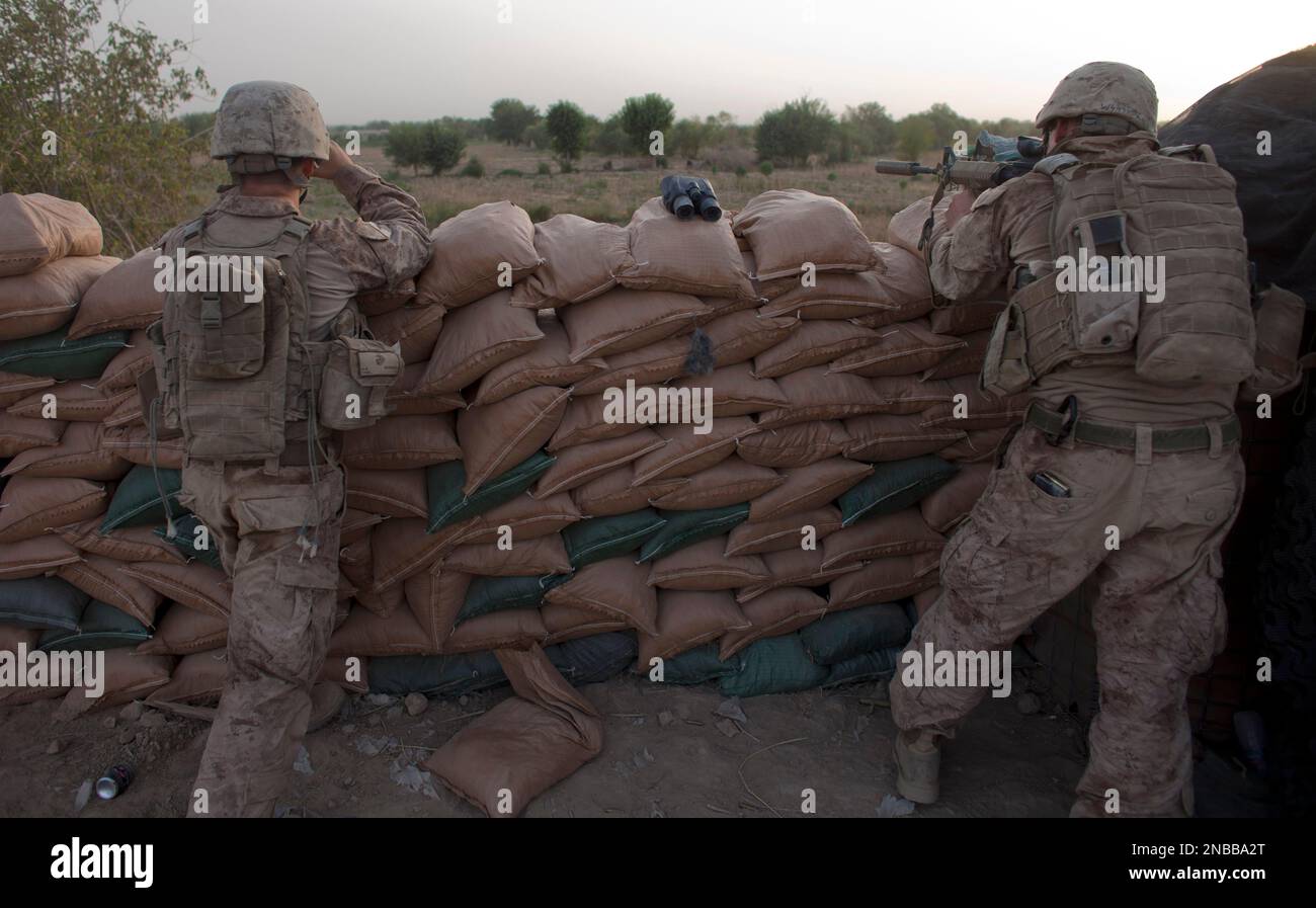 U.S. Marine Scout-Snipers Lance Cpl. Andrew Norberg, left, and Cpl ...