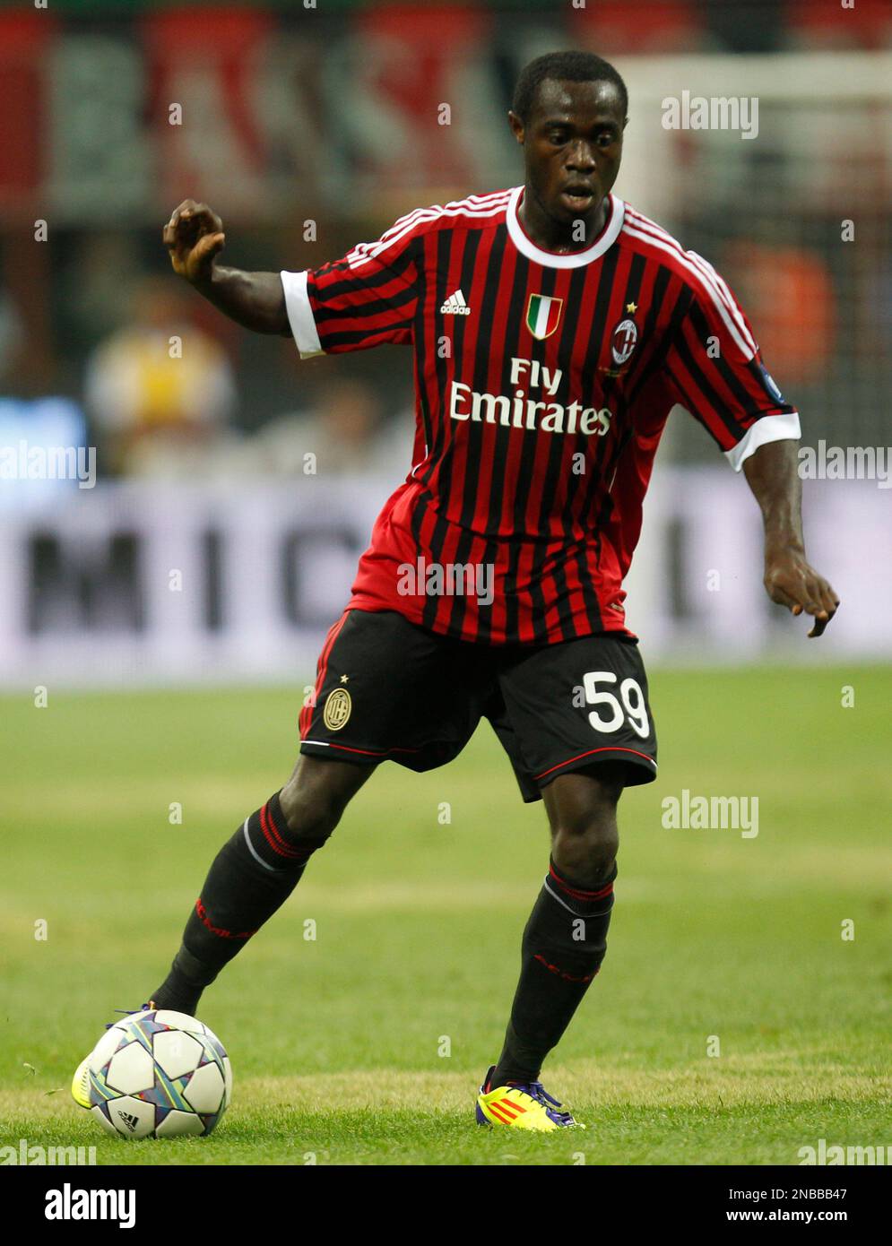 AC Milan forward Kingsley Boateng of Ghana, controls the ball during a ...