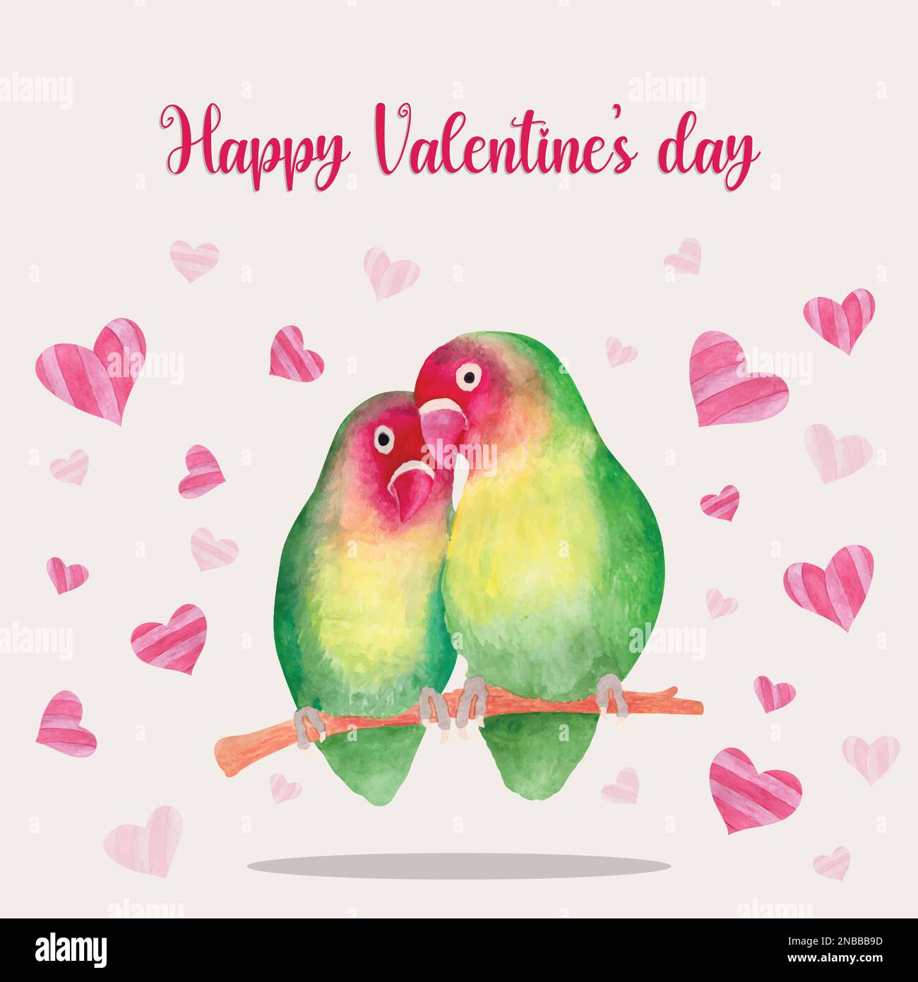 lovely bird with love background. watercolor vector illustration Stock ...