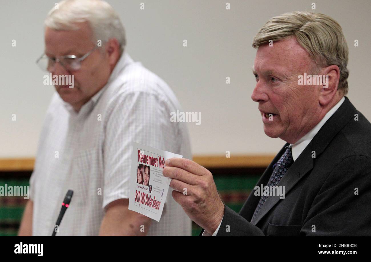 Chuck Cox, father of Susan Powell, left, listens as his attorney Steve ...