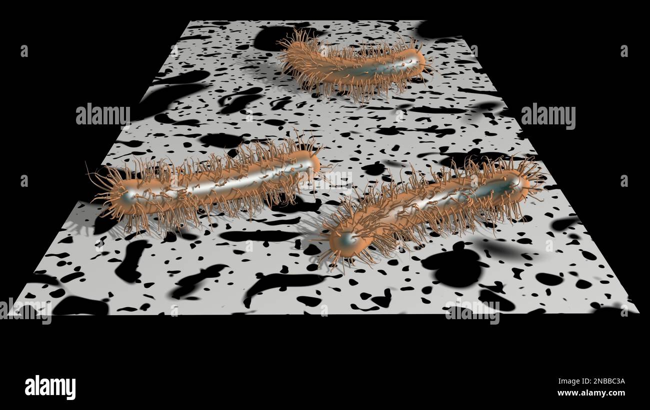 Waste eating bacteria. Microbes consume plastic. 3d render illustration ...