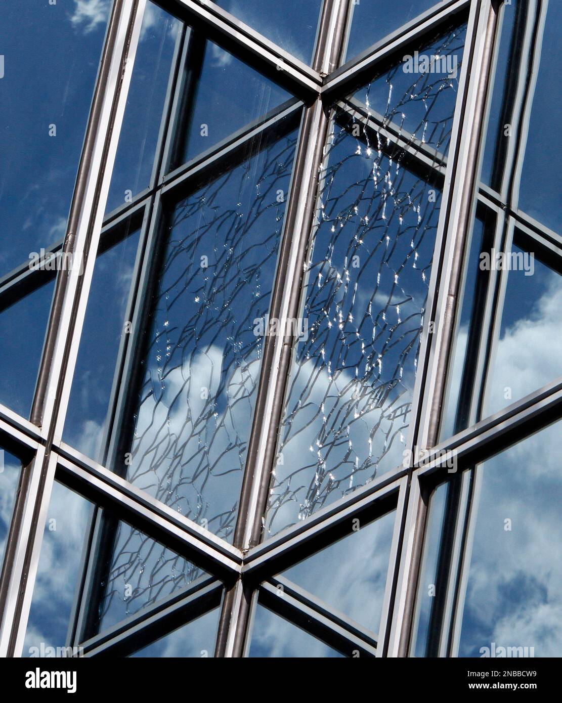 Cracks appear on the facade of a building on Market Street in downtown ...