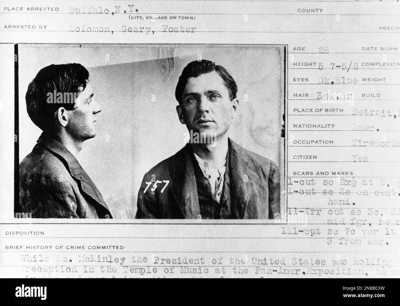 Leon Czolgosz, murderer of President William McKinley, shown in ...