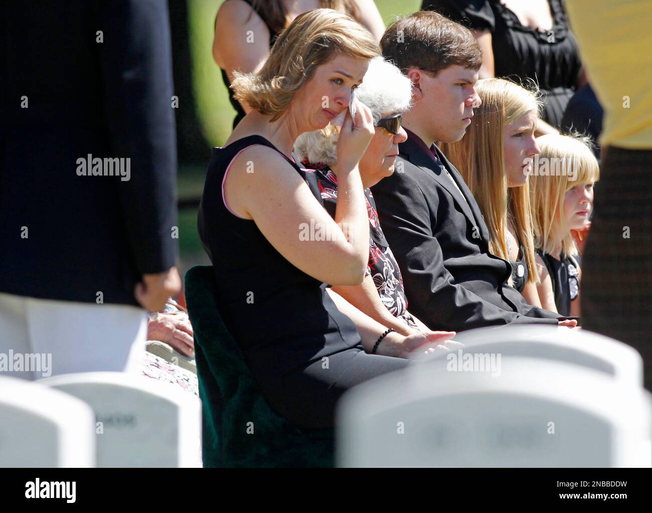 Leafa Palmer, widow of Marine Lt. Col. Benjamin J. Palmer of Modesto, Calif., grieves at his ...