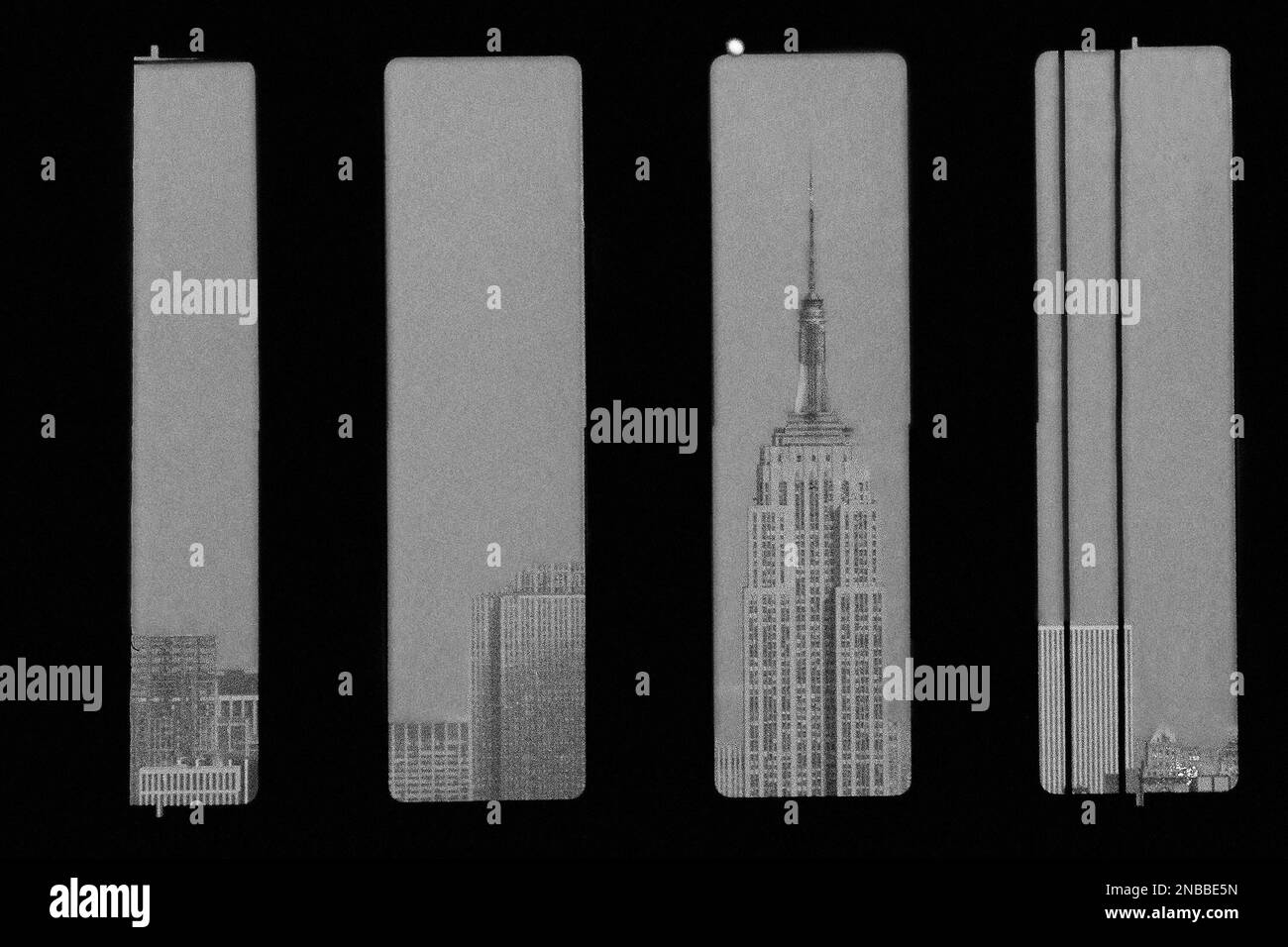 The Empire State building with the silhouette of the outer panels of ...