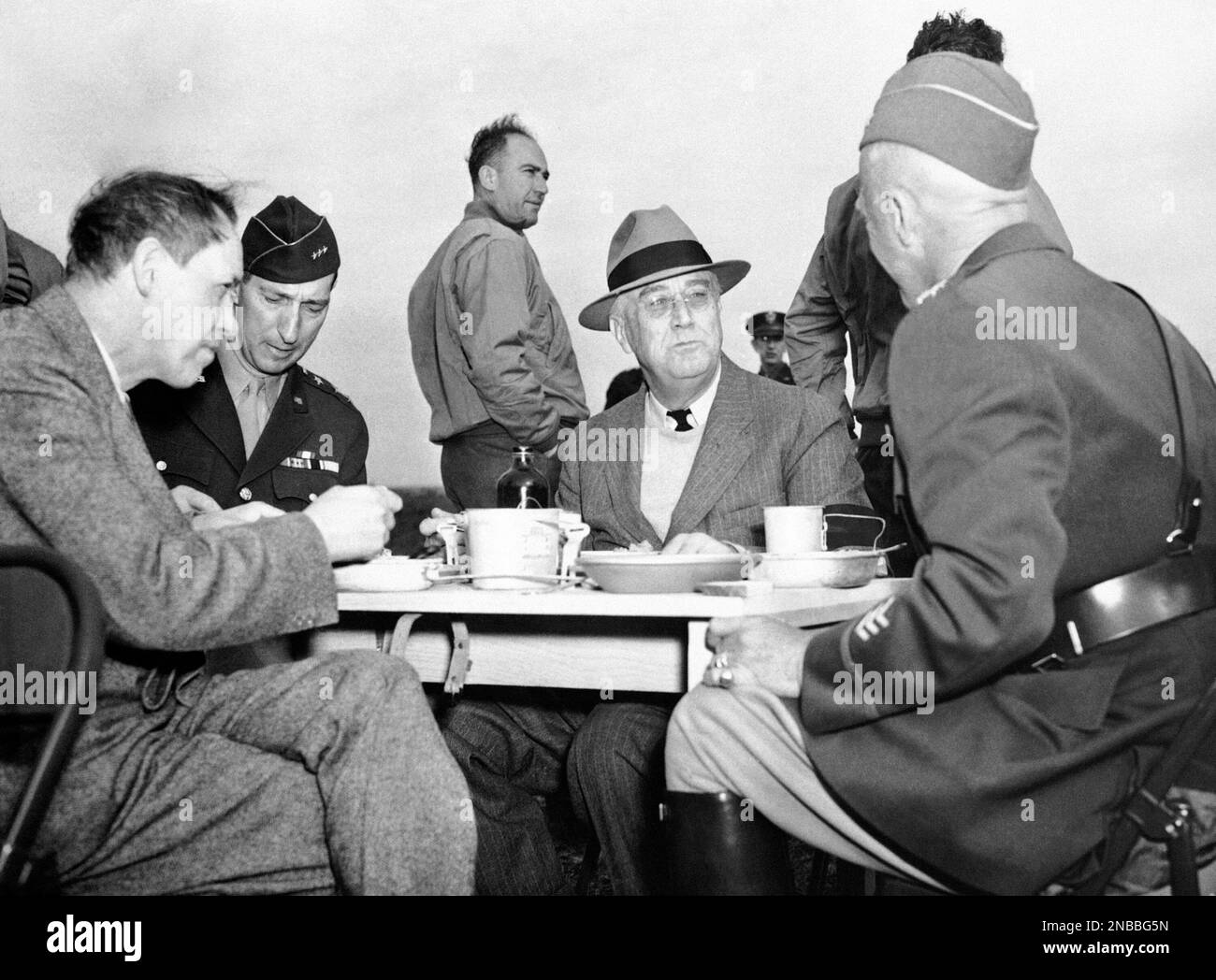 President Franklin D. Roosevelt paused during his review of U.S. troops ...