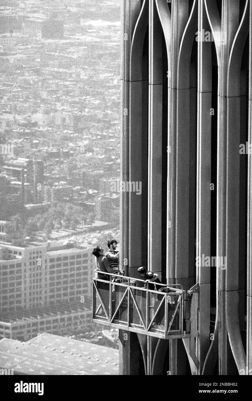 A man identified as George Willig of New York climbs finishes his ...
