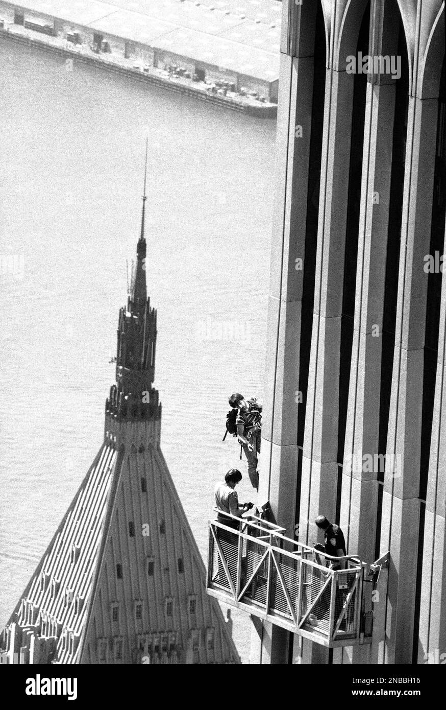 A man identified as George Willig of New York climbs the south tower of ...