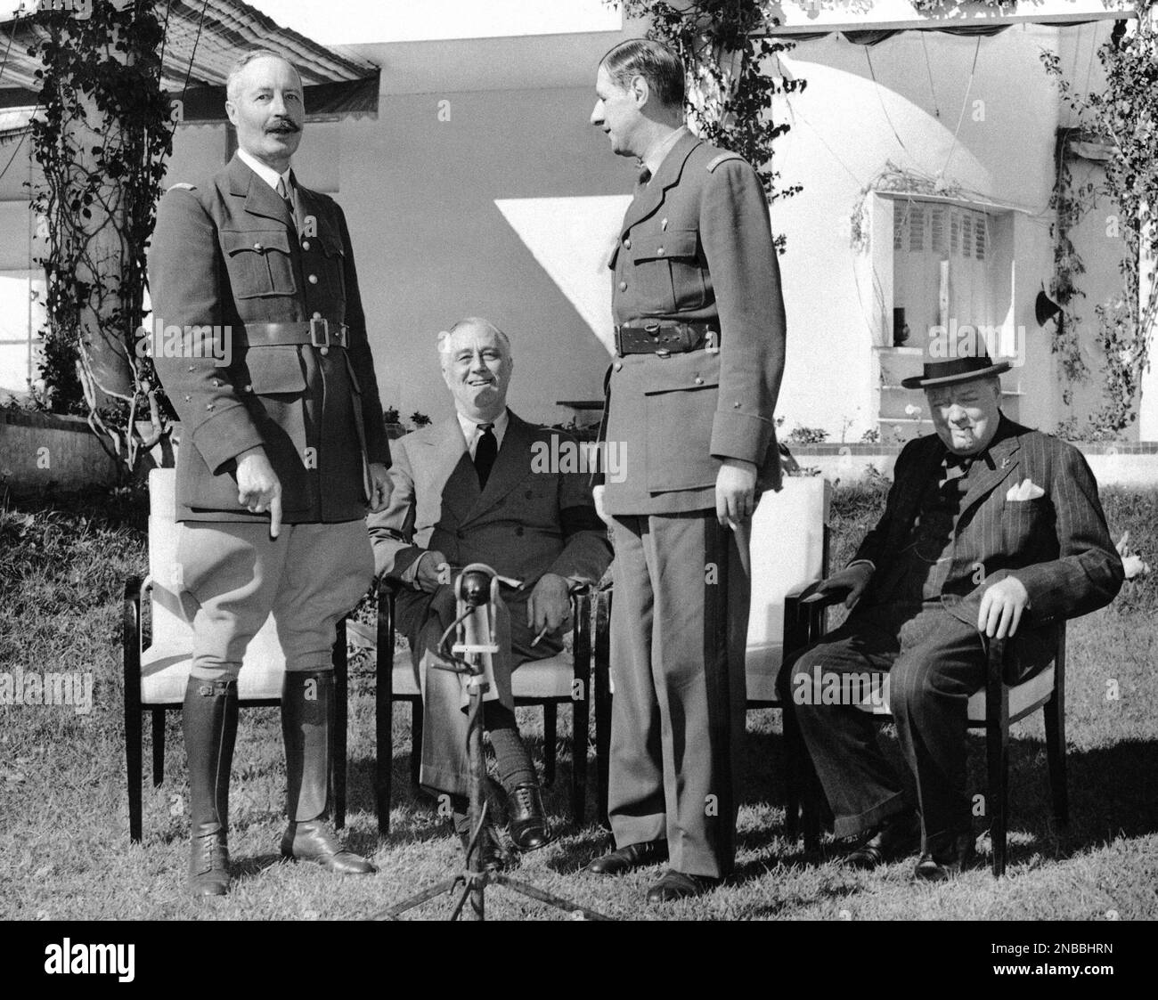 Gen. Henri Honore, High Commissioner of North Africa (standing, left ...