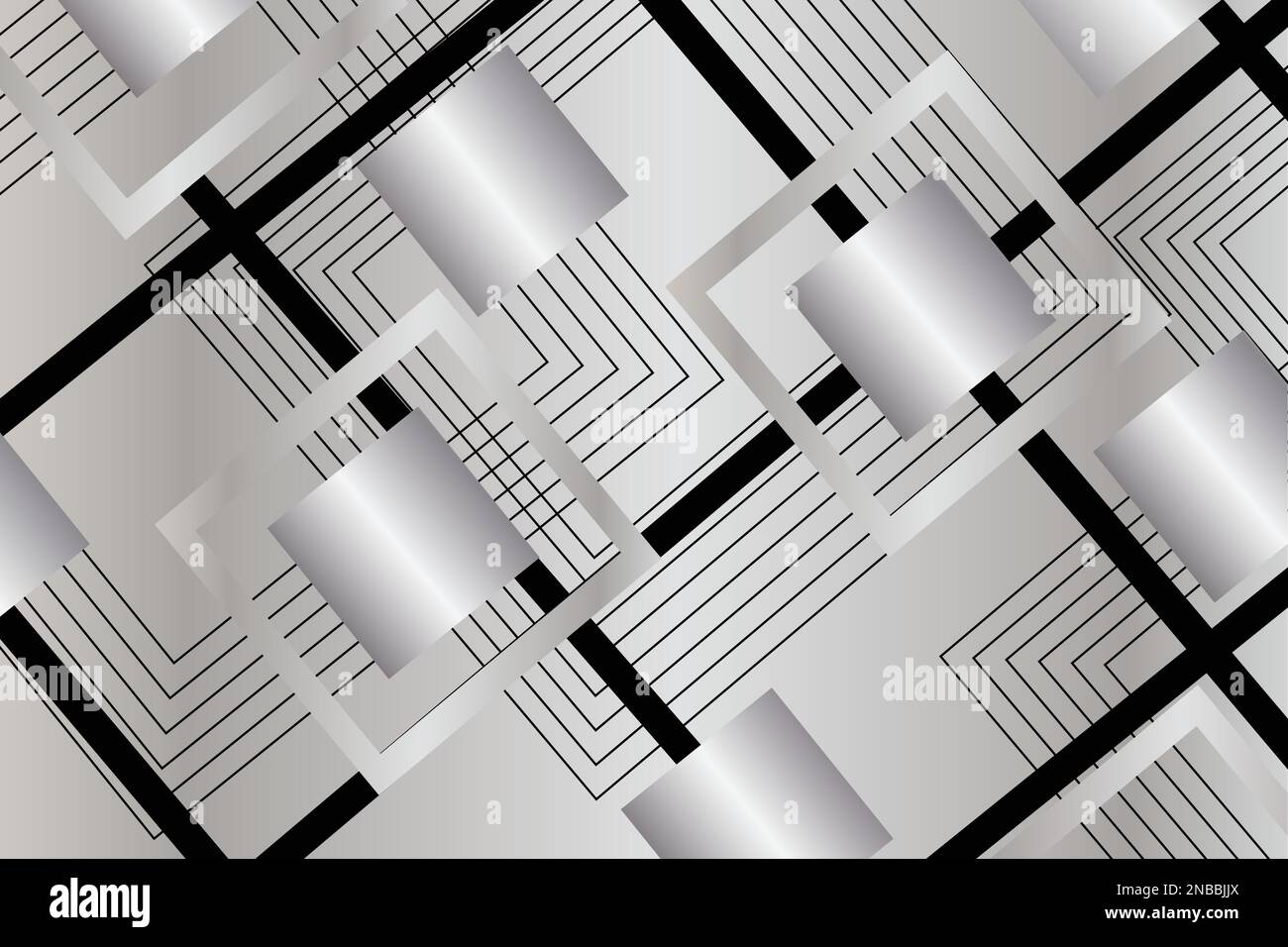 Abstract black and silver luxury background. Overlapping layers decor ...
