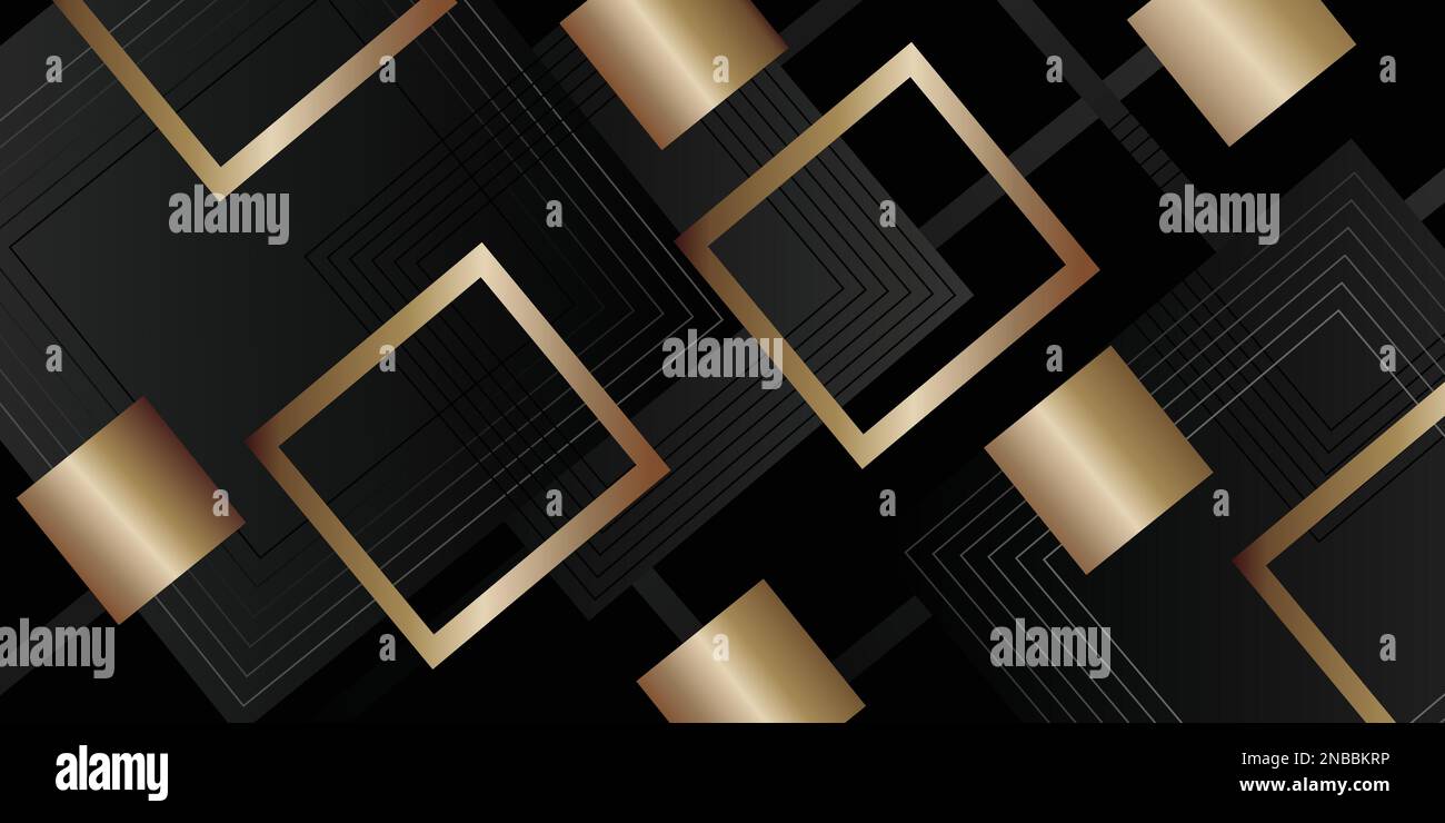 Abstract black and gold luxury background. Overlapping layers decor golden lines Vector ...