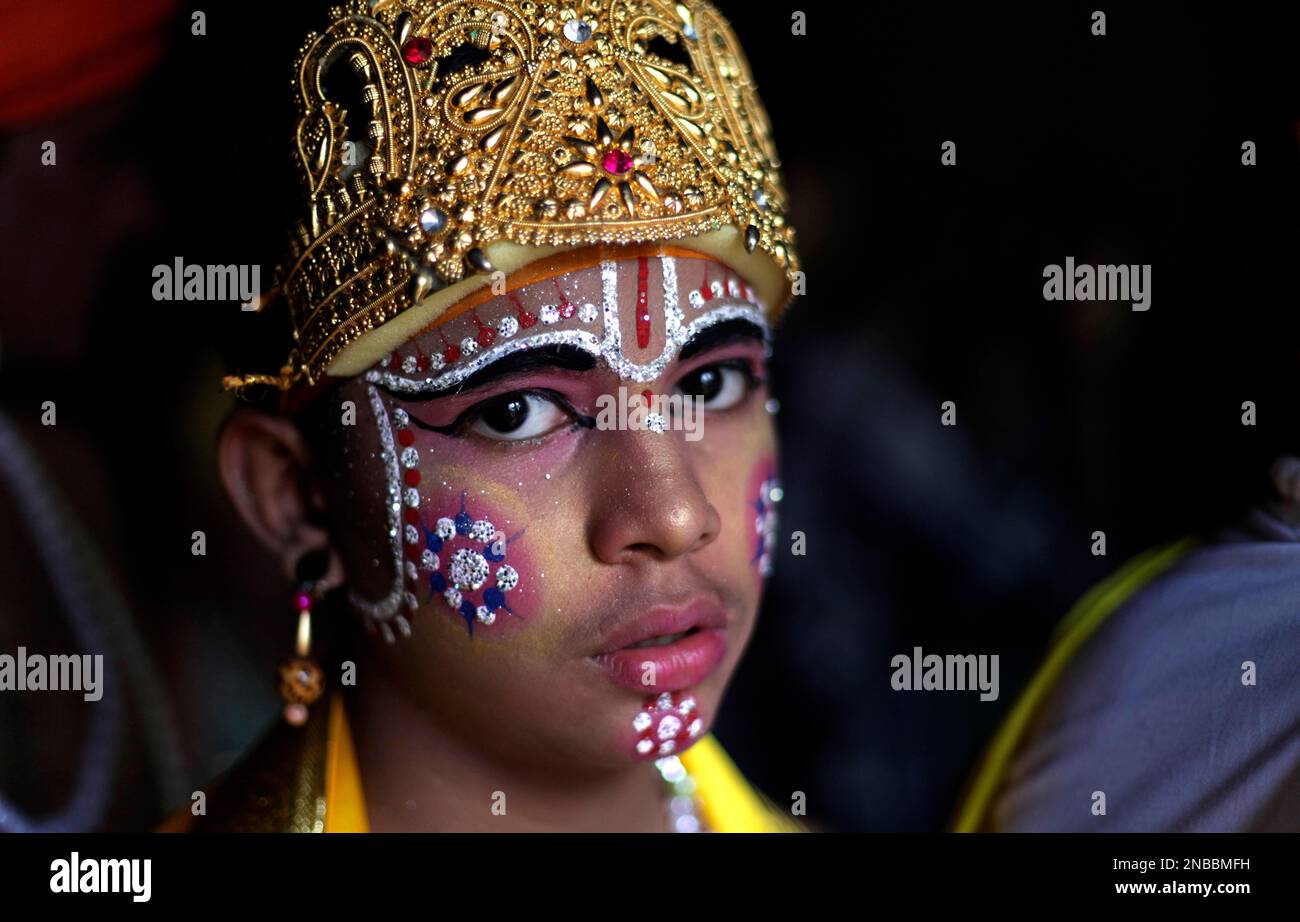 In this Saturday, Aug. 20, 2011 photograph, an Indian Hindu boy dressed ...