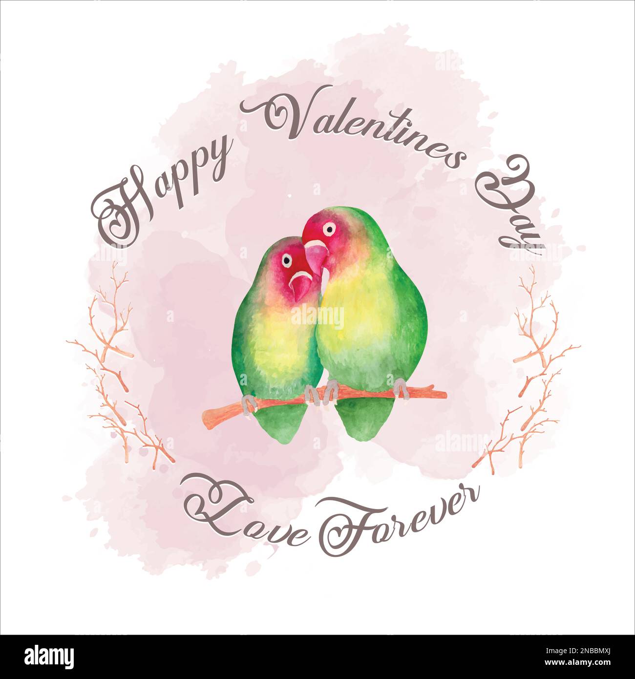 Birds in love. Valentine's Day. Love forever. Birds and hearts ...