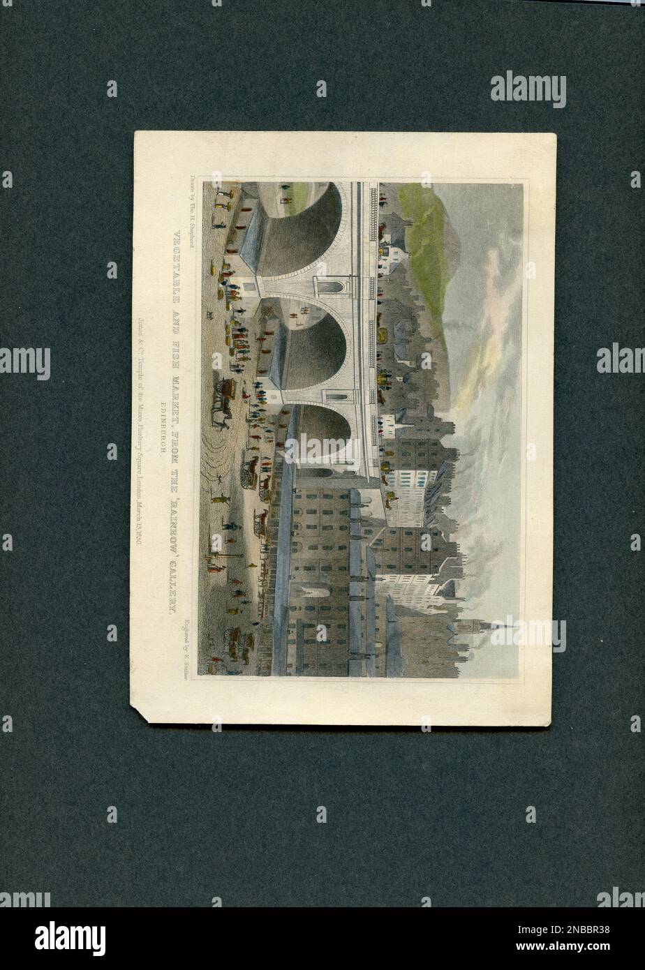 A water color engraving of Edinburgh, Scotland Stock Photo - Alamy