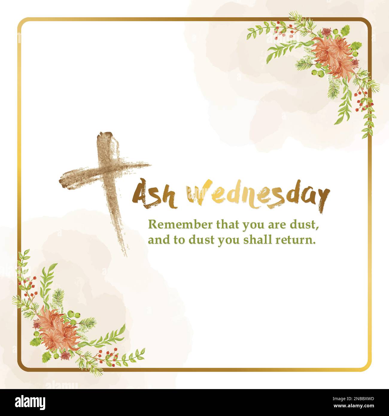Ash Wednesday cross. celebration background banner, poster, or greeting ...