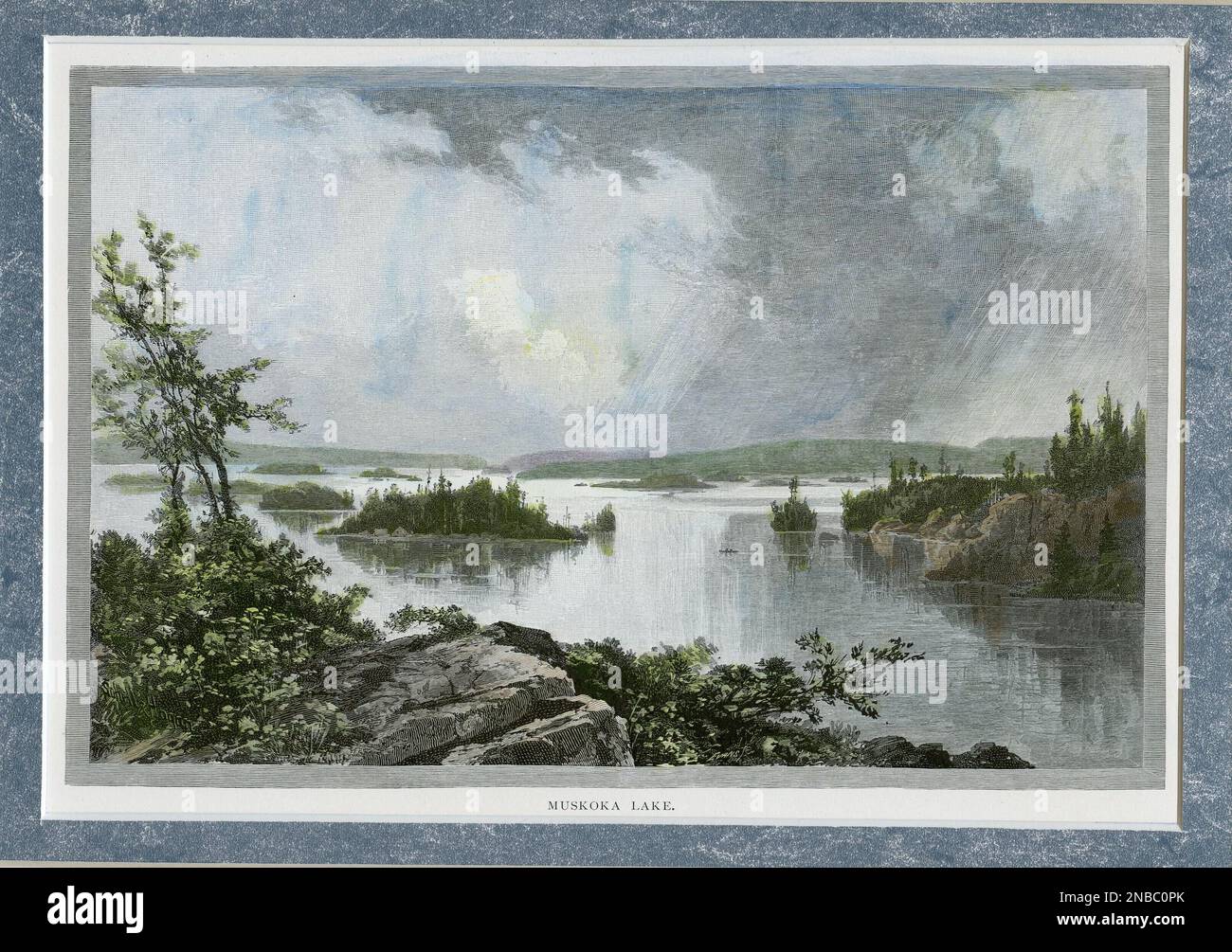 Antique Print of Lake Muskoka Stock Photo - Alamy
