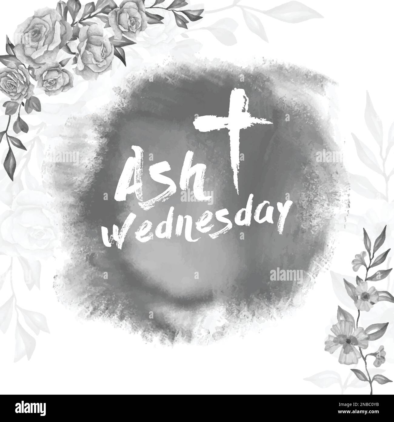 Ash Wednesday. Christian religious holiday. Grunge cross on gray ...