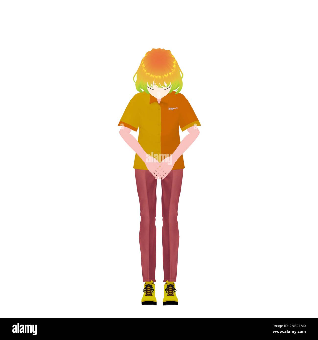 Female Convenience Store Clerk, 3D model, Manga Style Stock Photo - Alamy