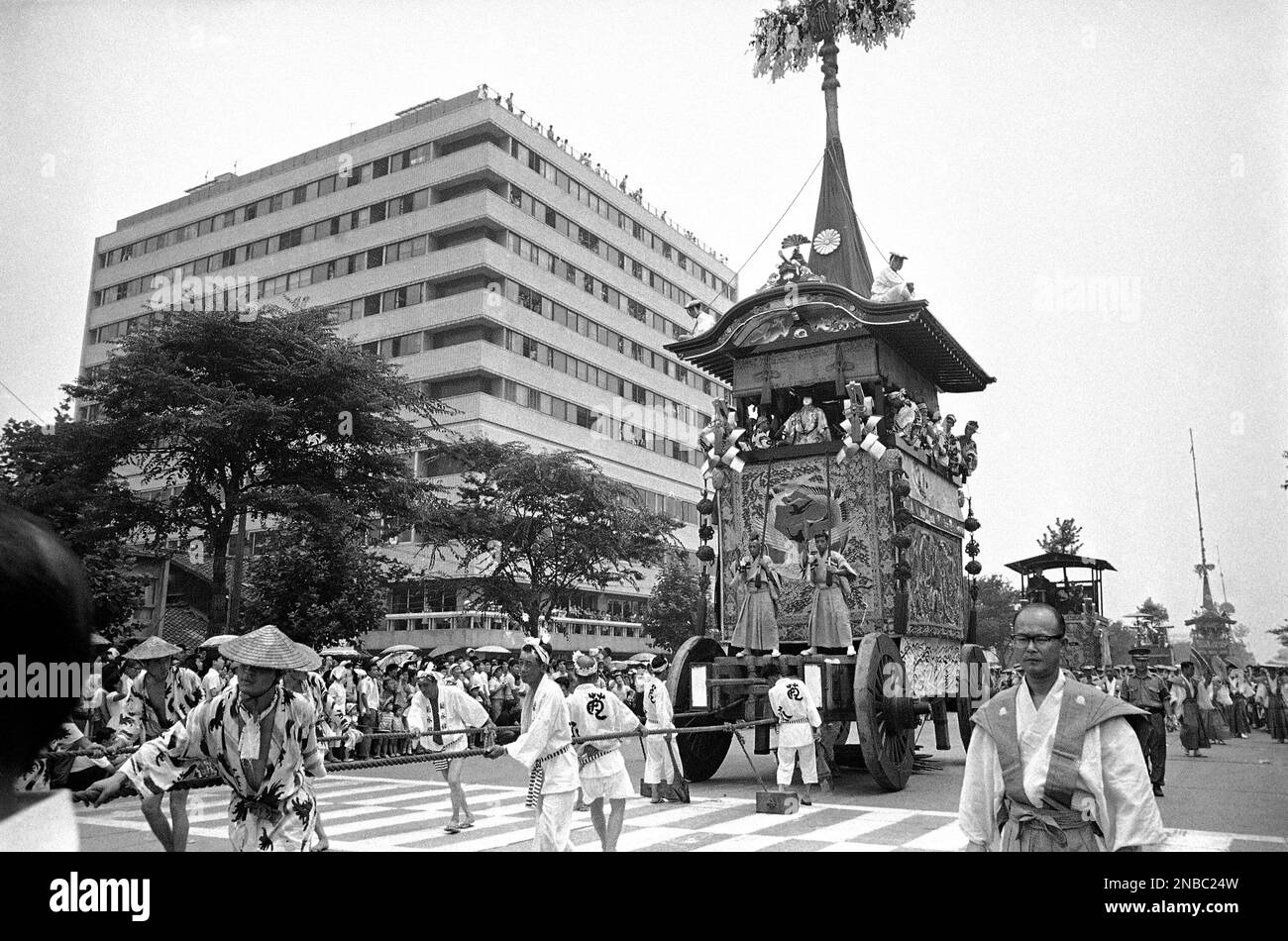 Gorgeously decorated magnificent “Hoko” (Halberd) floats are pulled by ...