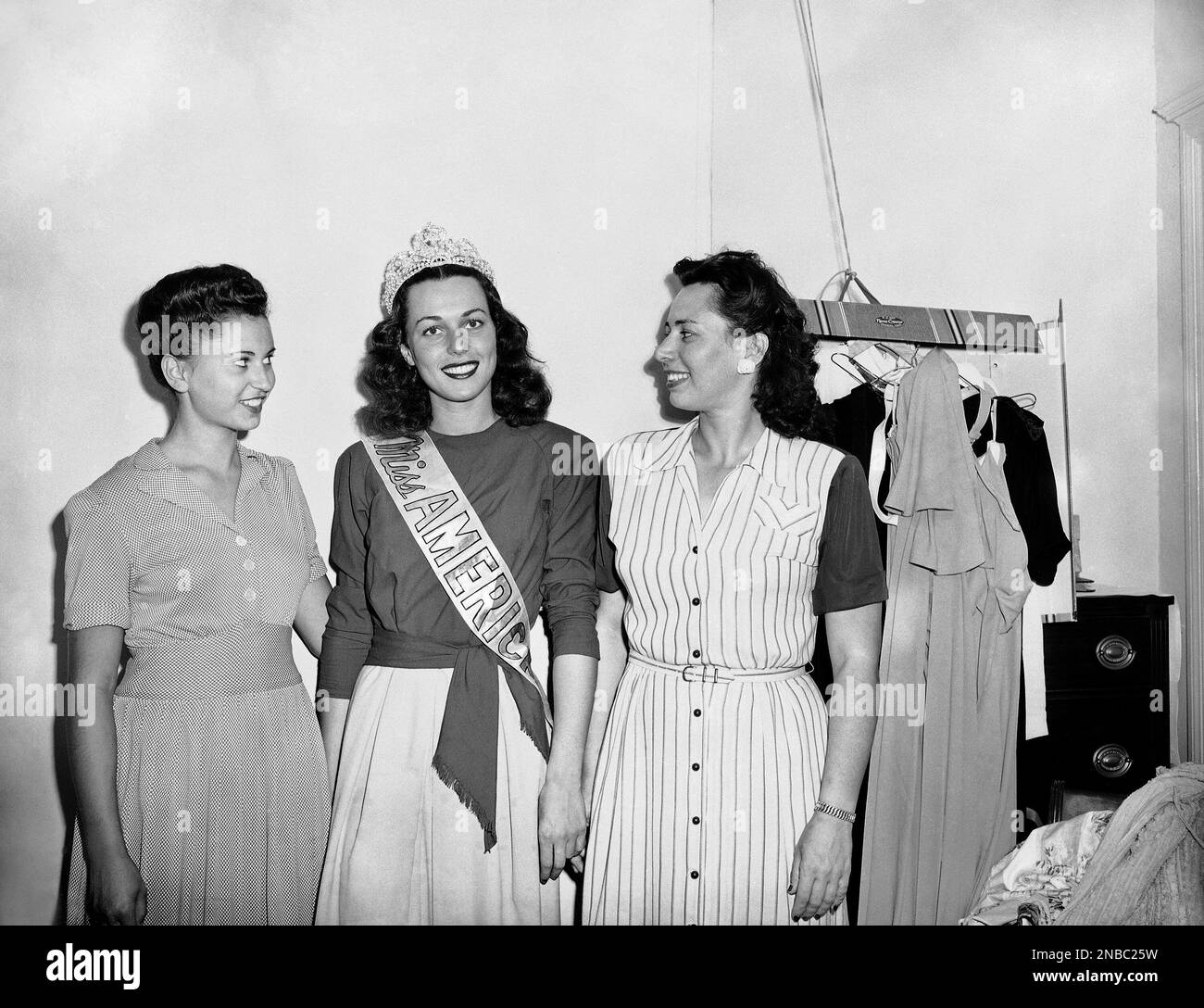Miss America, Bess Myerson, center, poses with her two sisters, Helen Myerson, left, and Sylvia ...