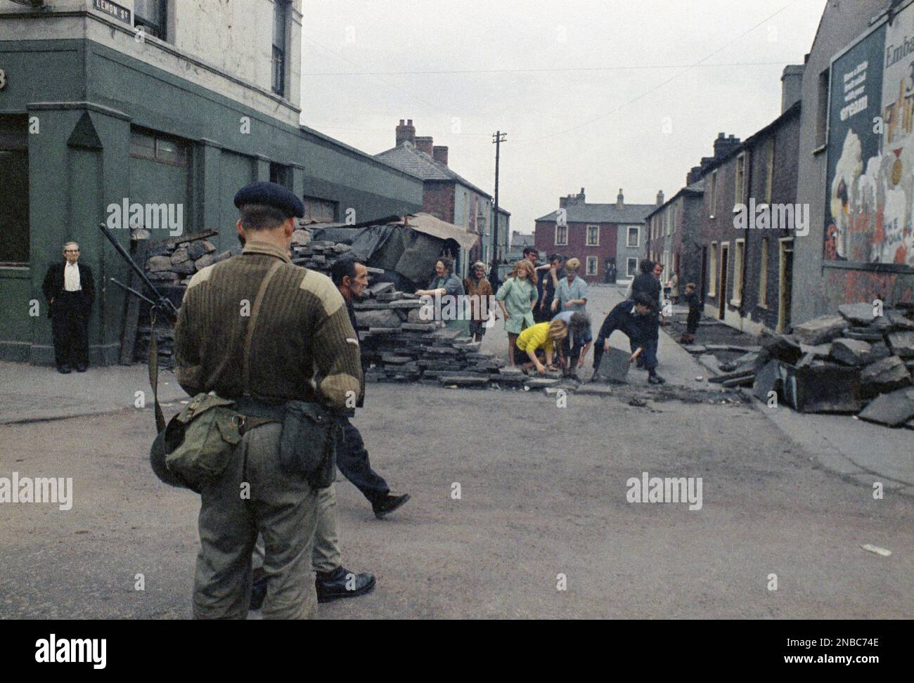 An armed British soldier in Belfast, Northern Ireland during disorders ...